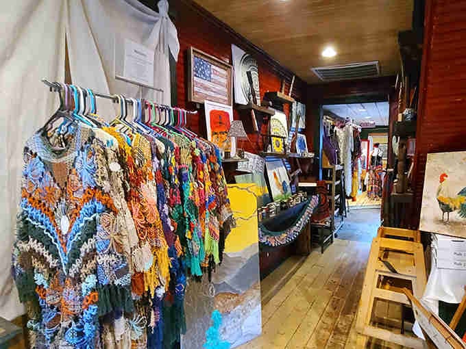 Local artisan goods line the walls. Supporting artists while waiting for your table is multitasking done right.