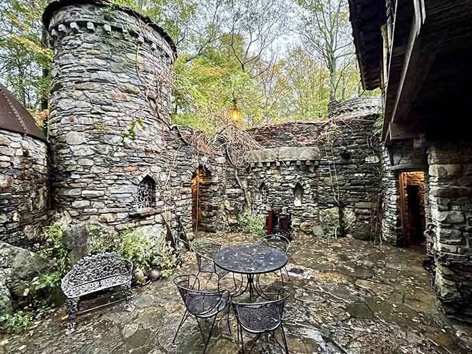 Intimate courtyard spaces where stone walls create pockets of magic around every unexpected corner you discover.