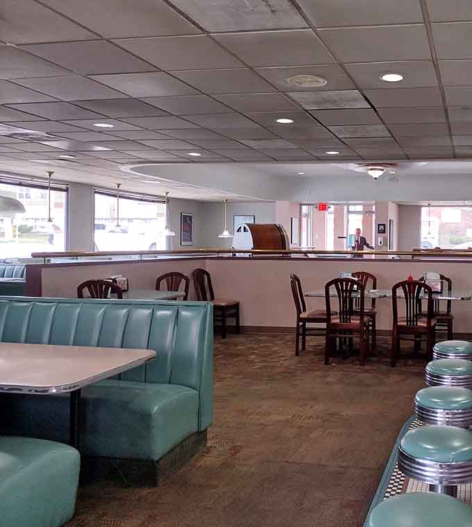 The spacious dining room with classic booths offers plenty of room to enjoy your meal without feeling like sardines.