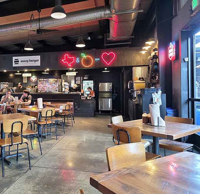 That neon equation says it all: Texas plus Georgia equals love, and honestly, we're not arguing.