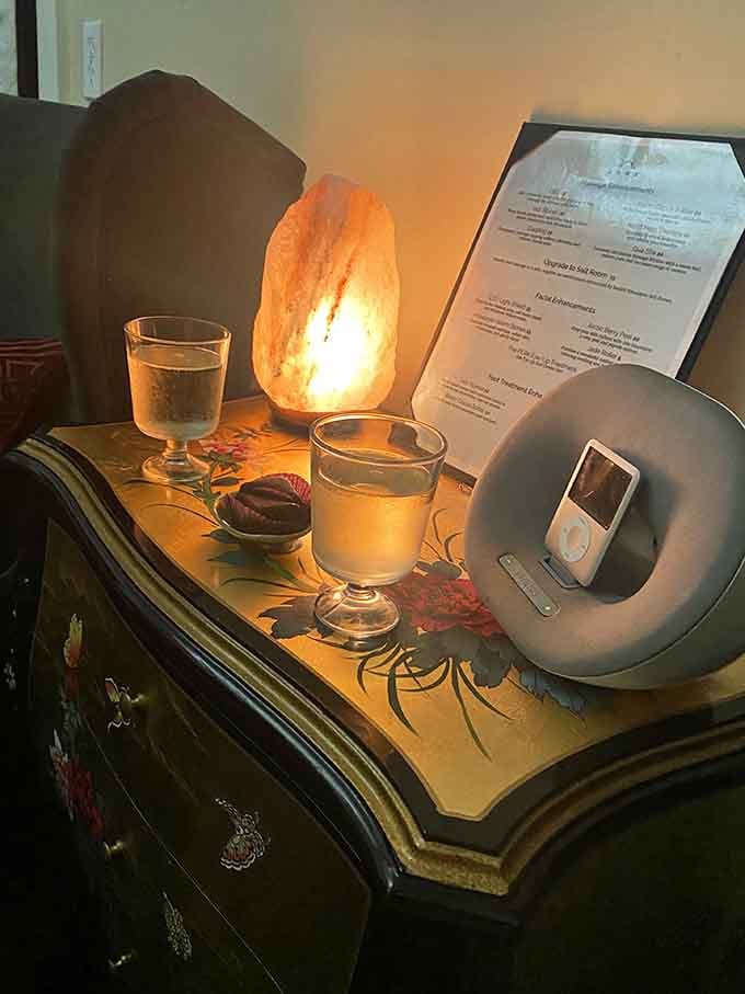 Those glowing salt lamps aren't just pretty, they're creating an atmosphere that promotes healing and deep relaxation.