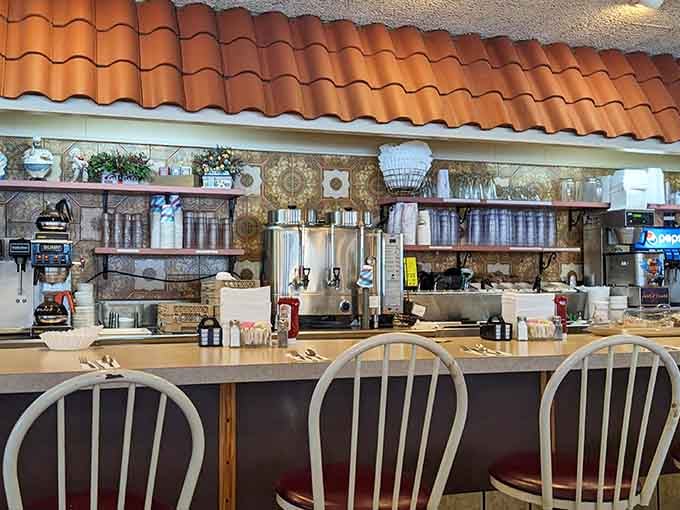 Counter seating where you can watch the magic happen while your stomach counts down the minutes.