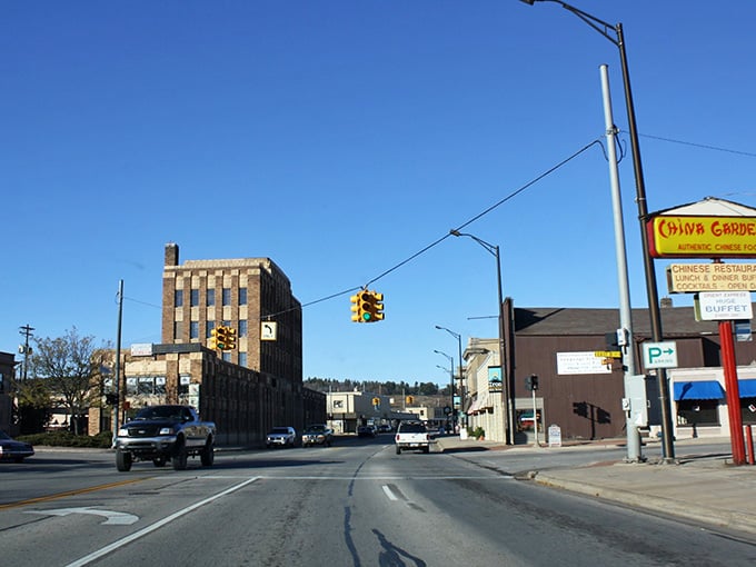 That towering brick building anchors a downtown where history and affordability walk hand in hand.
