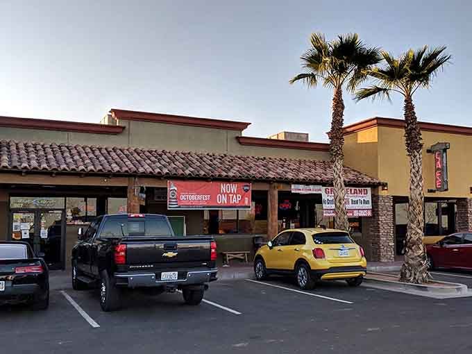 Palm trees sway beside this casual spot where racing fans gather to celebrate speed and good company.