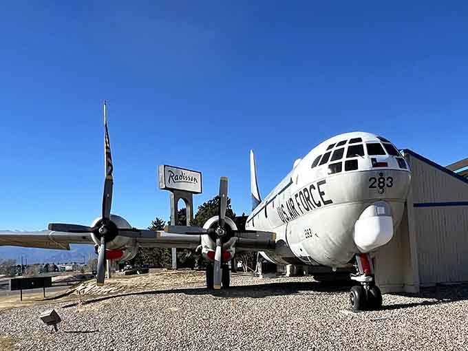 This massive Boeing KC-97 tanker isn't going anywhere except straight into your memory as Colorado's most unique dining spot ever!