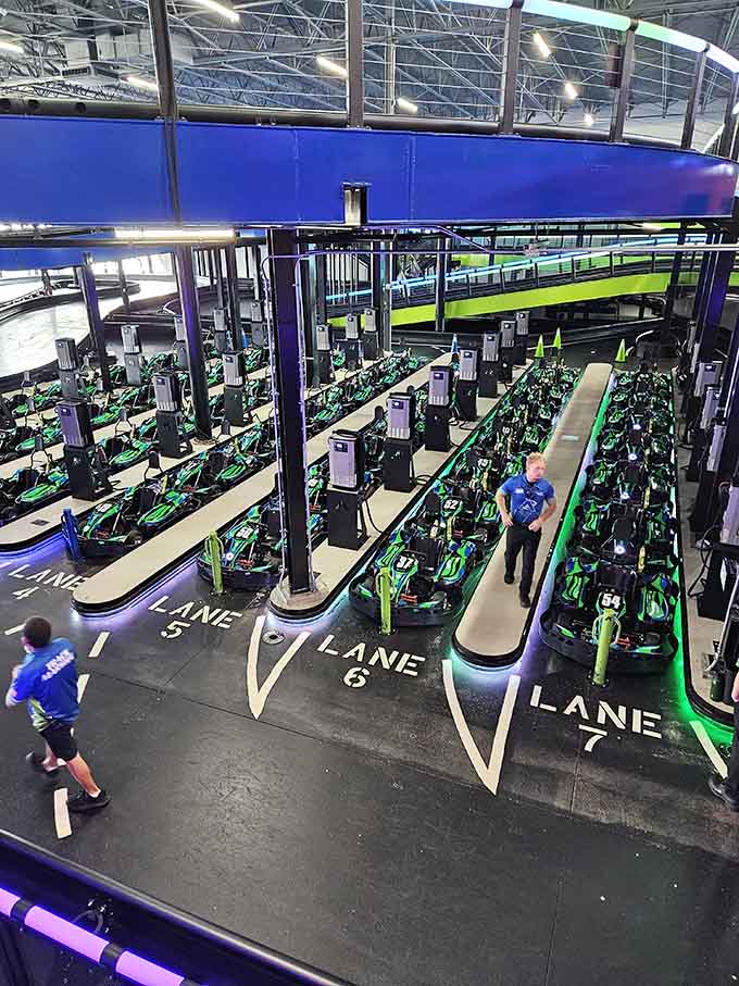 The staging area buzzes with anticipation as racers prepare to prove their driving skills once and forever.