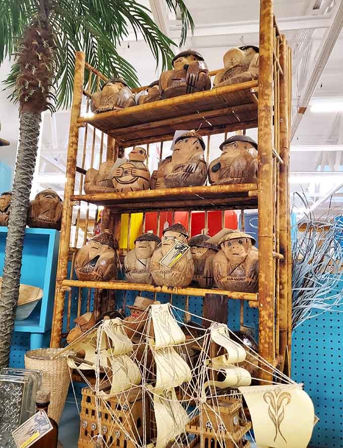 Coconut head collectibles that are either charming folk art or slightly unsettling, depending on your perspective today.