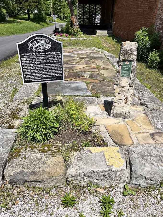 The Santa Fe Trail marker stands as proof that GPS navigation is a very recent luxury in human history.
