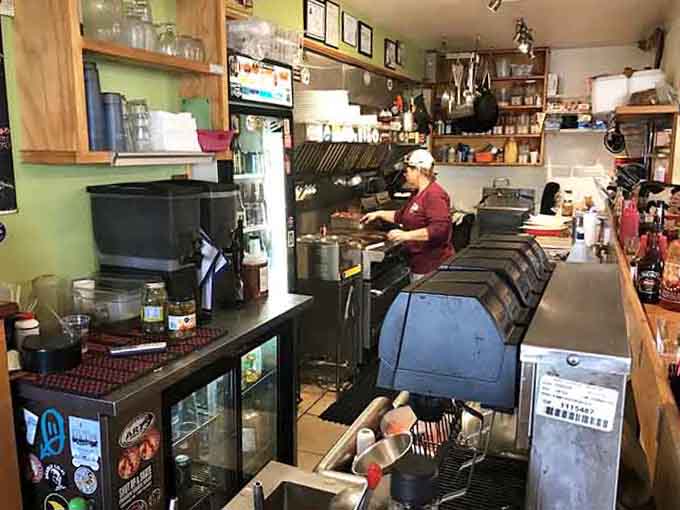 Counter seating offers front-row views of cooks working their breakfast wizardry with practiced efficiency and obvious pride.