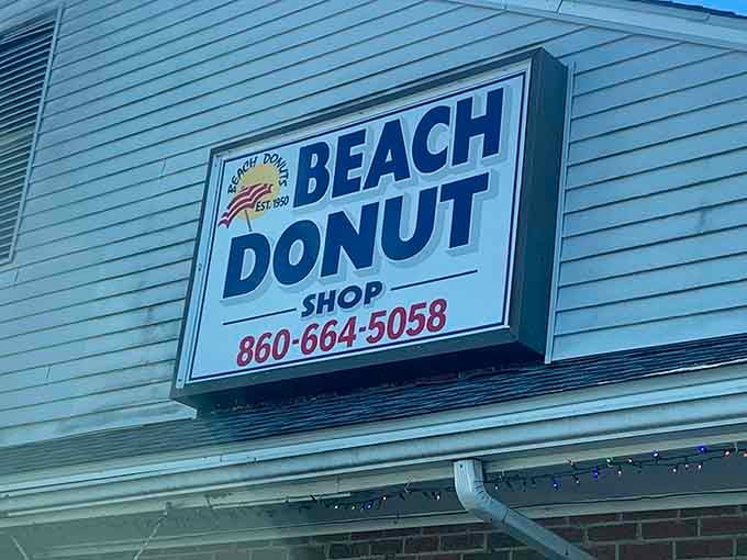 The sign says it all: Beach Donut Shop, established and still going strong, a beacon for the carb-seeking masses.