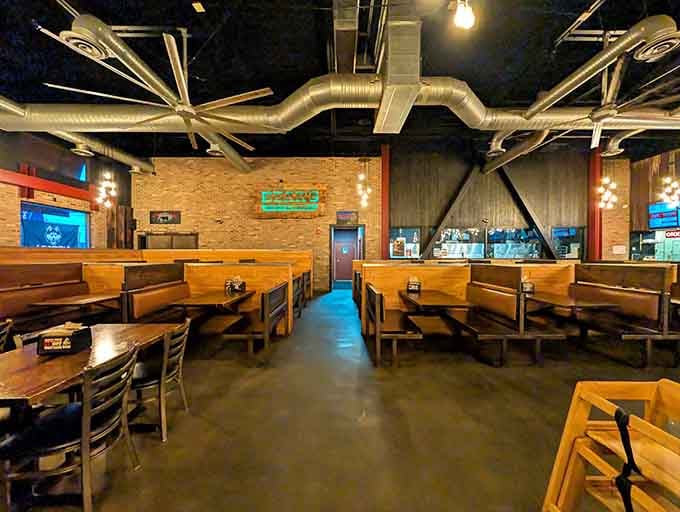 Spacious booths and warm lighting create the perfect setting for families to gather and get gloriously messy together.