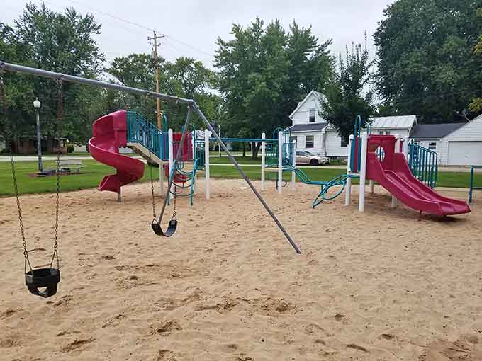 Forsyth Park playground equipment proves that simple fun never goes out of style, no matter the decade.