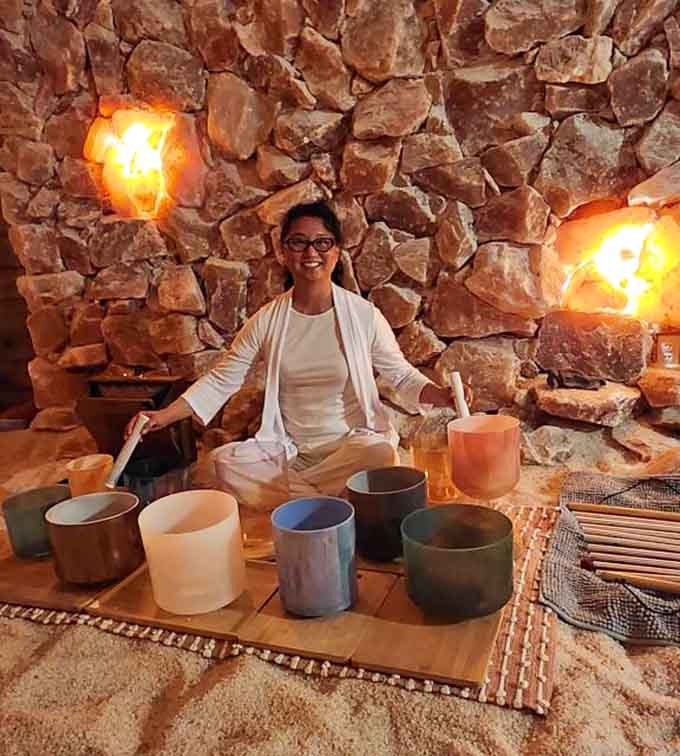 Sound healing sessions with crystal bowls add another dimension to the salt therapy, creating a multi-sensory experience that's truly unique.