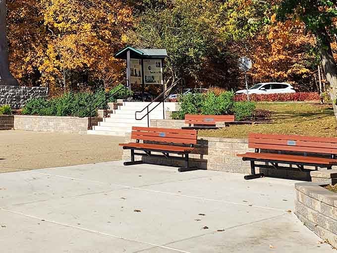 Benches invite contemplation, offering front-row seats to one of the most impressive views in the entire state.