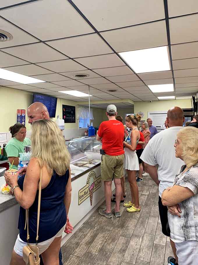 The counter crowd proves that ice cream creates community better than any social media algorithm ever could.