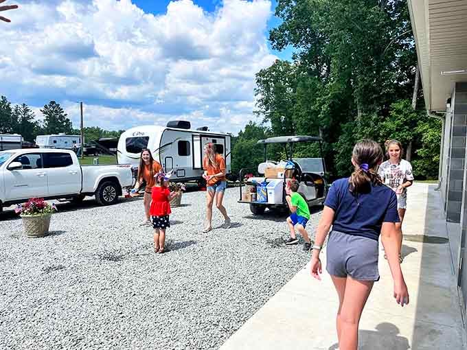 Families arrive ready for adventure, though the kids will probably spend half the time on devices anyway.