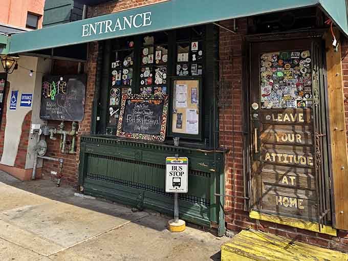 That entrance sign says it all: leave your attitude at home and bring your appetite instead.