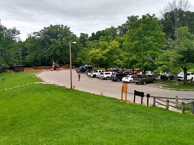 Even the parking area comes with forest views, because this park doesn't do anything halfway, apparently.