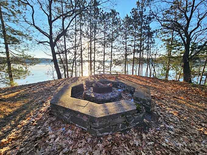 The fire pit overlooks water views that make you forget about television, smartphones, and whatever's trending on social media today.