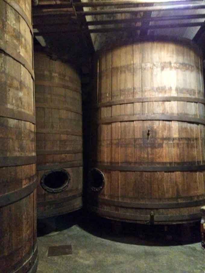 These massive wooden barrels have seen more history than most textbooks, standing silent witness to generations of brewing tradition.