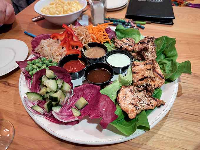 A salad presentation so colorful it almost makes you forget you're eating something healthy today.