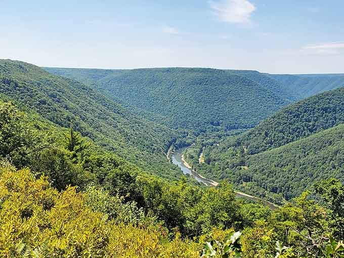 Mountains stacked like nature's amphitheater, with the river performing the world's longest-running show down below.