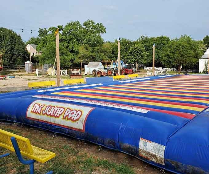 The Jump Pad promises bouncing fun for kids who've somehow still got energy after exploring the entire farm all day.