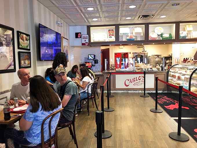 Seating area where you can watch the organized chaos unfold while contemplating which pastry to tackle first, second, and third.