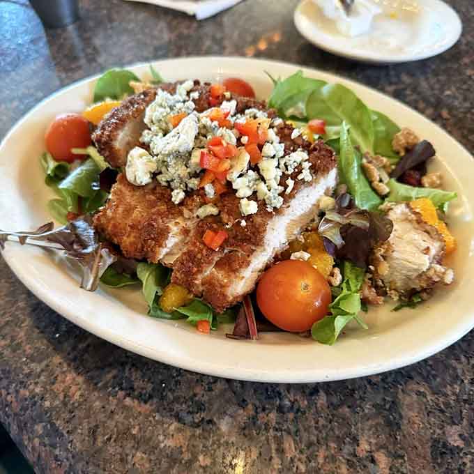 A salad so loaded with toppings it makes rabbit food look like a legitimate meal choice for once.