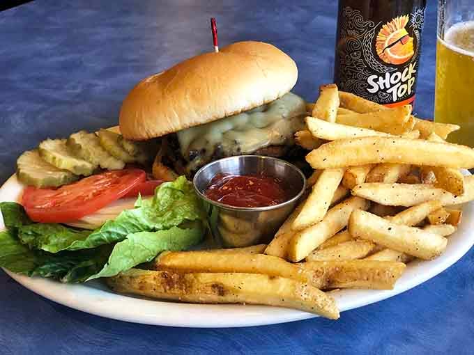 Even the classic American burger gets elevated here, served with perfectly seasoned fries that'll make you rethink your usual order.