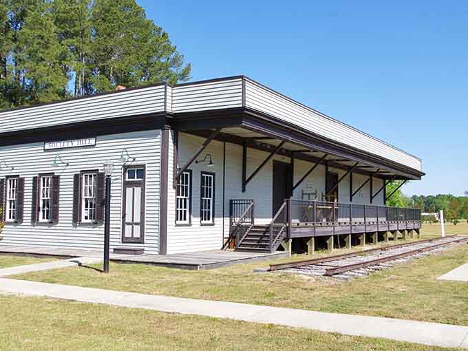 The old train depot reminds you that Cheraw has been welcoming travelers for generations.