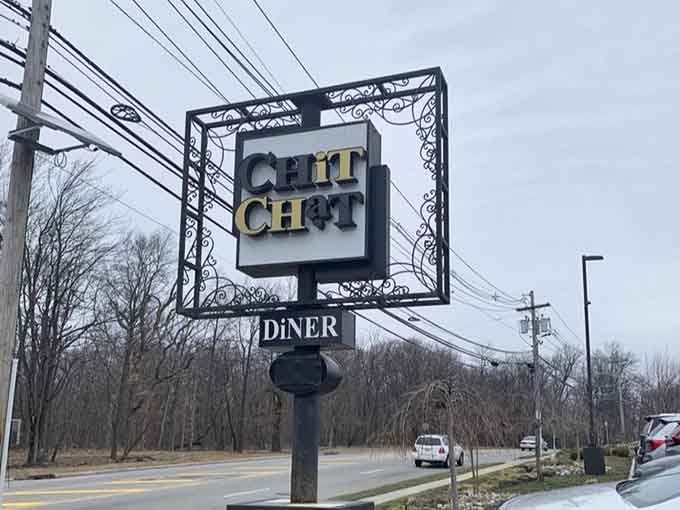 The sign beckons from the roadside like a beacon of breakfast hope for hungry travelers passing through.