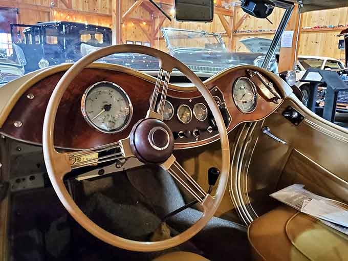 Wooden dashboards and analog gauges, back when "infotainment system" meant a good AM radio if you were lucky.