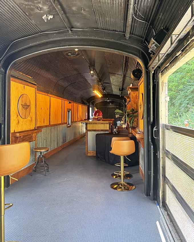 The lounge car's retro styling serves drinks in an atmosphere that Mad Men's set designers would enthusiastically approve of.