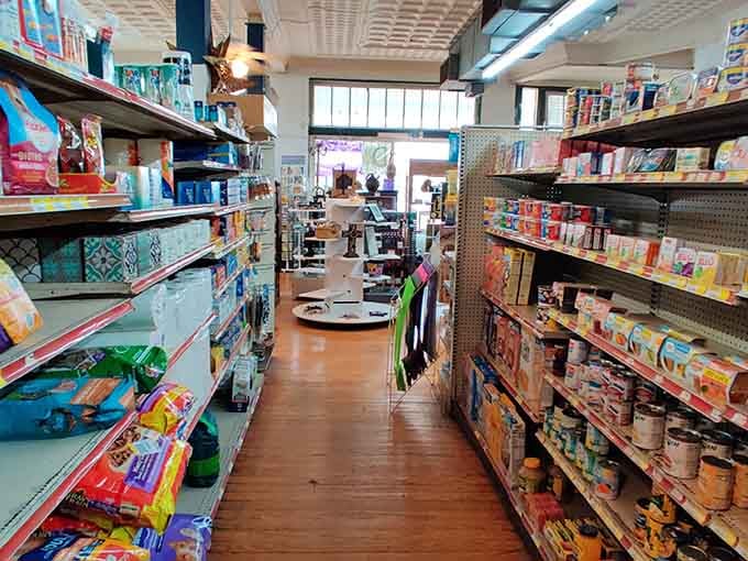 Inside the Country Mart, shelves overflow with essentials, creating aisles of comfort for locals who know exactly what they need.