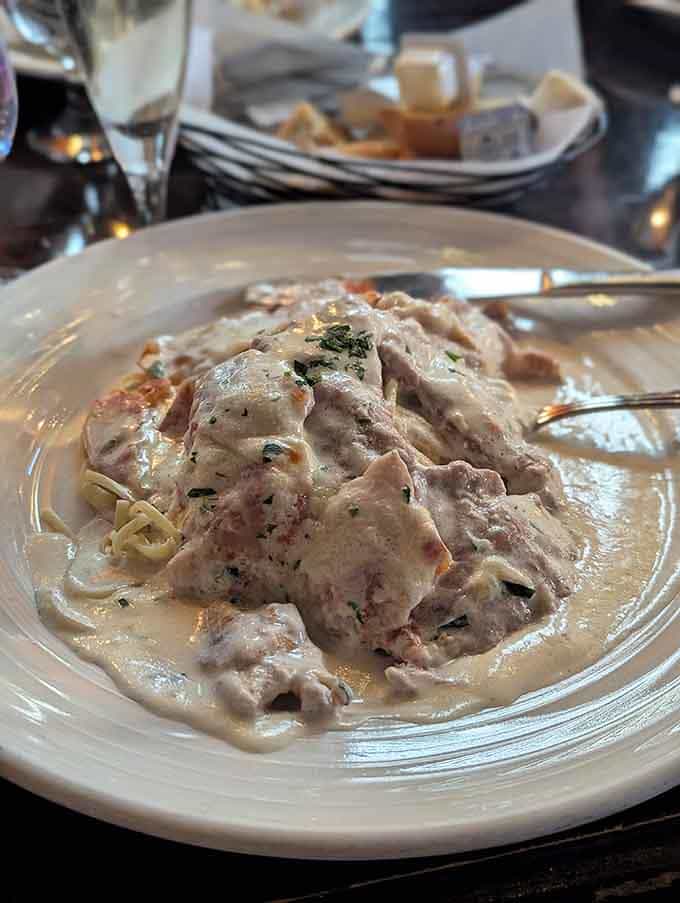 Veal so tender it practically melts, bathed in a cream sauce that'll haunt your dreams forever.