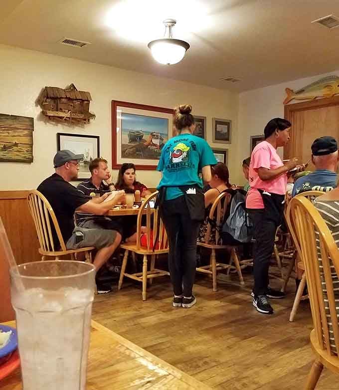 Packed tables and busy servers are the universal signs of a restaurant doing everything exactly right.