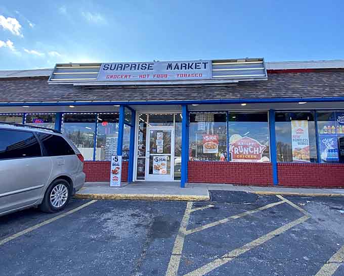 Surprise Market keeps it simple with groceries and essentials, no fancy marketing gimmicks required here.