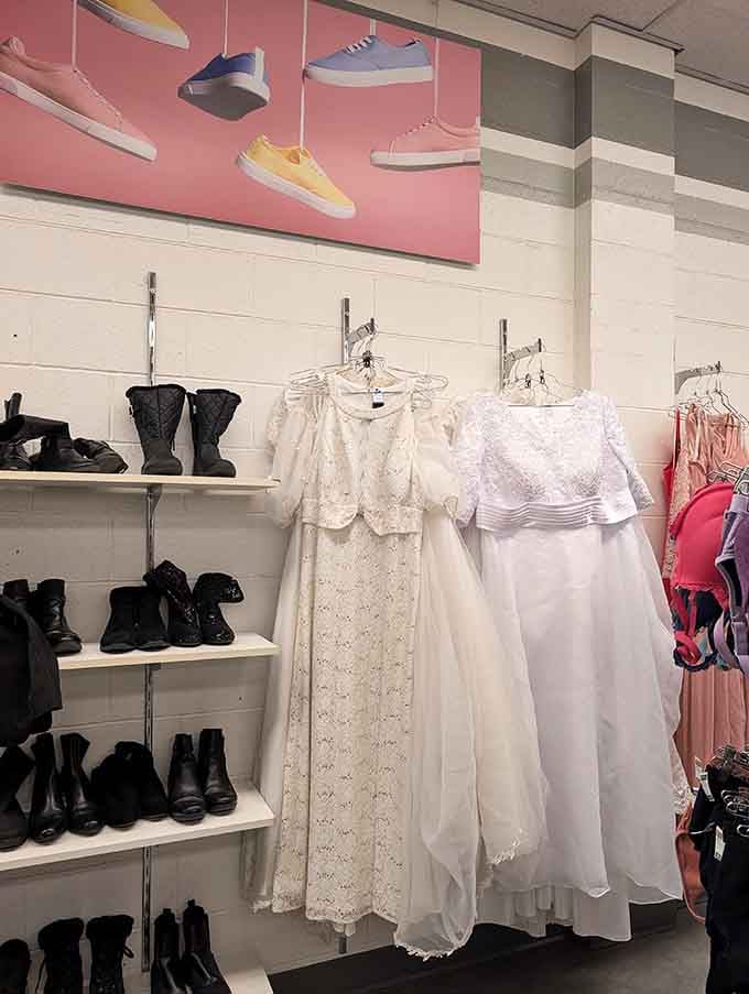 Wedding dresses and formal wear hang ready for their next big moment, because every dress deserves an encore.