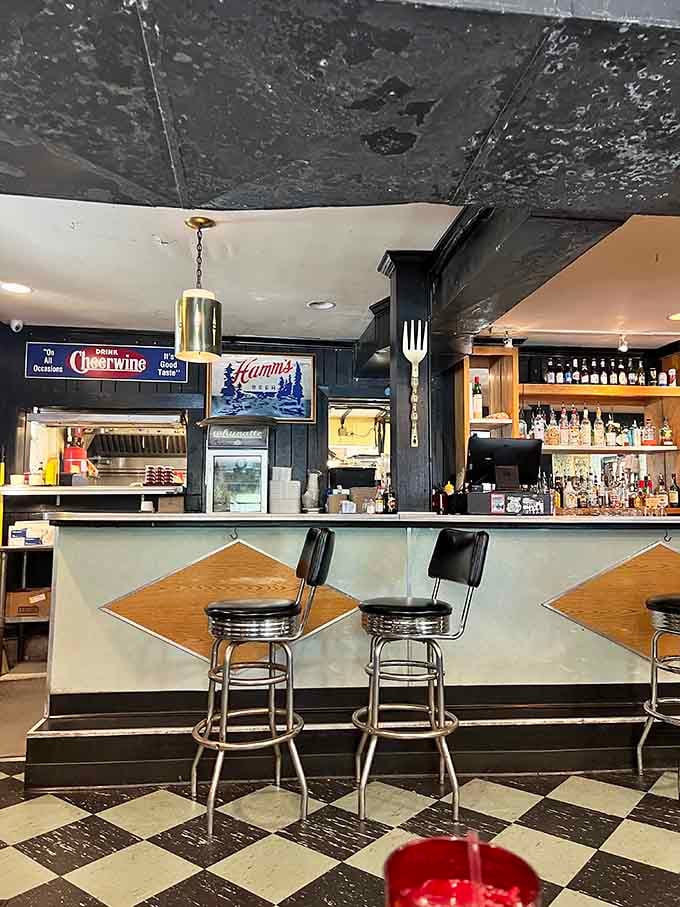 The counter with its chrome stools offers front-row seats to the kitchen action, where diner magic happens every single day.