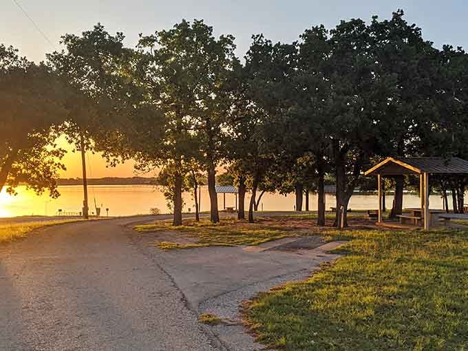 Sunset over Texas water hits different when you're far from city lights and closer to peace.