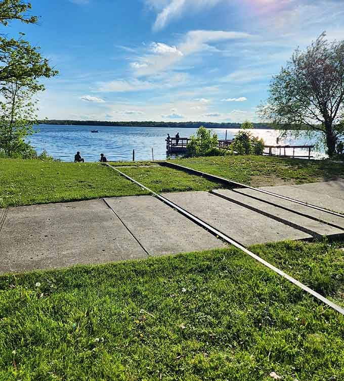 The boat launch area offers stunning lake views that'll make you want to cancel your plans and just sit here all day.
