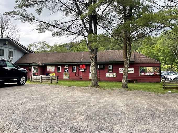 A rustic red barn that's probably hosted more memorable dinners than your entire kitchen's lifetime combined&mdash;no pressure though.
