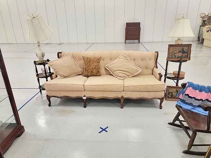 This elegant vintage sofa has survived decades and still looks more comfortable than anything from a big-box store.