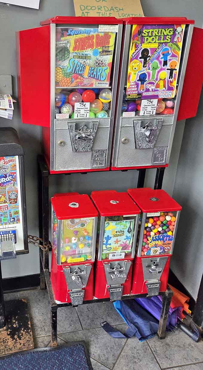 Vintage vending machines add nostalgic charm, because apparently this place wants you to feel like a kid again.
