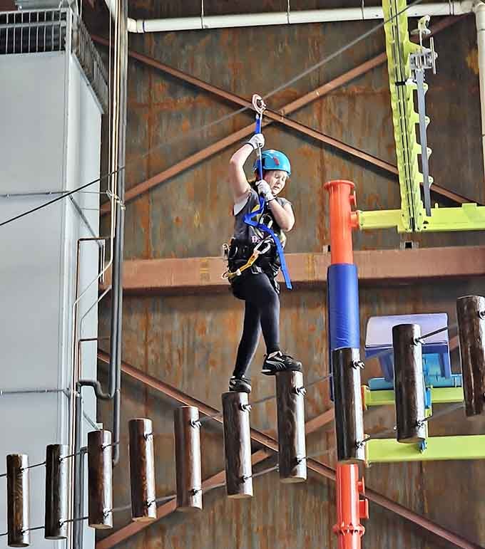 Hanging from ropes high above the ground is surprisingly therapeutic, assuming your arms don't give out first.