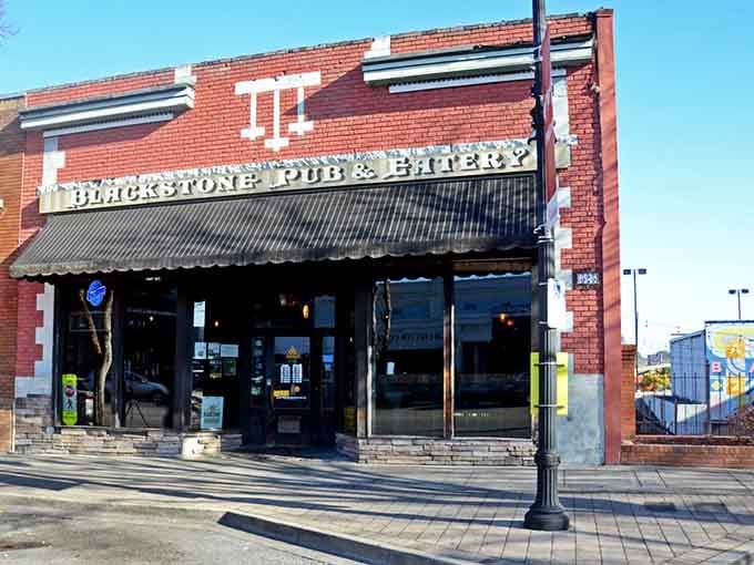 Blackstone Pub & Eatery occupies historic brick that's seen generations come through, probably complaining about different things but enjoying similar food.