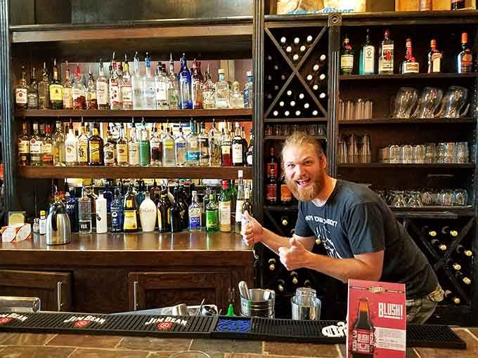 A well-stocked bar ready to turn your breakfast into brunch, because sometimes orange juice needs a little help.