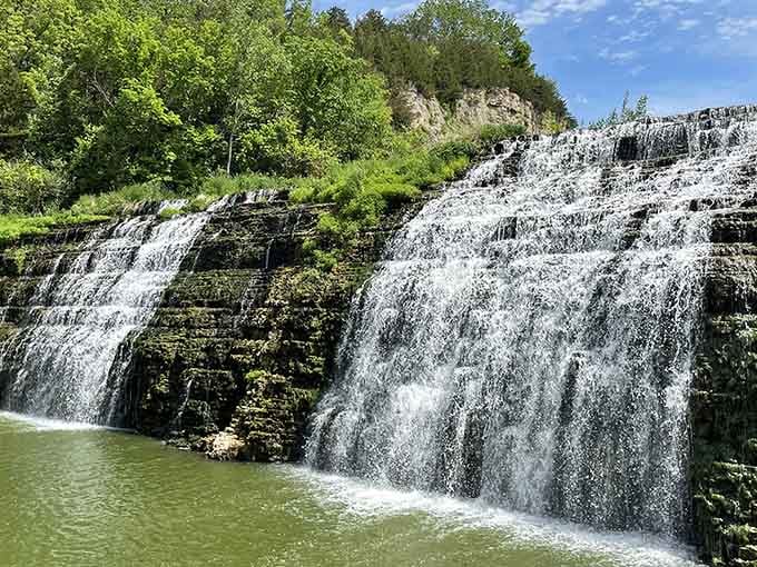 Thunder Bay Falls cascades down limestone layers like nature's own multi-tiered wedding cake of water.