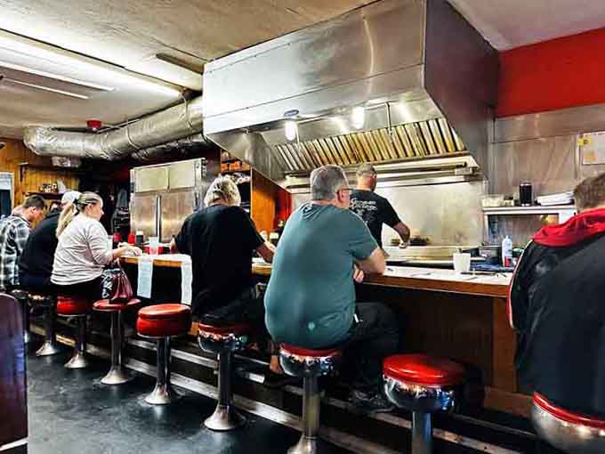 The open kitchen view where breakfast gets made with skill, speed, and the kind of confidence that comes from experience.
